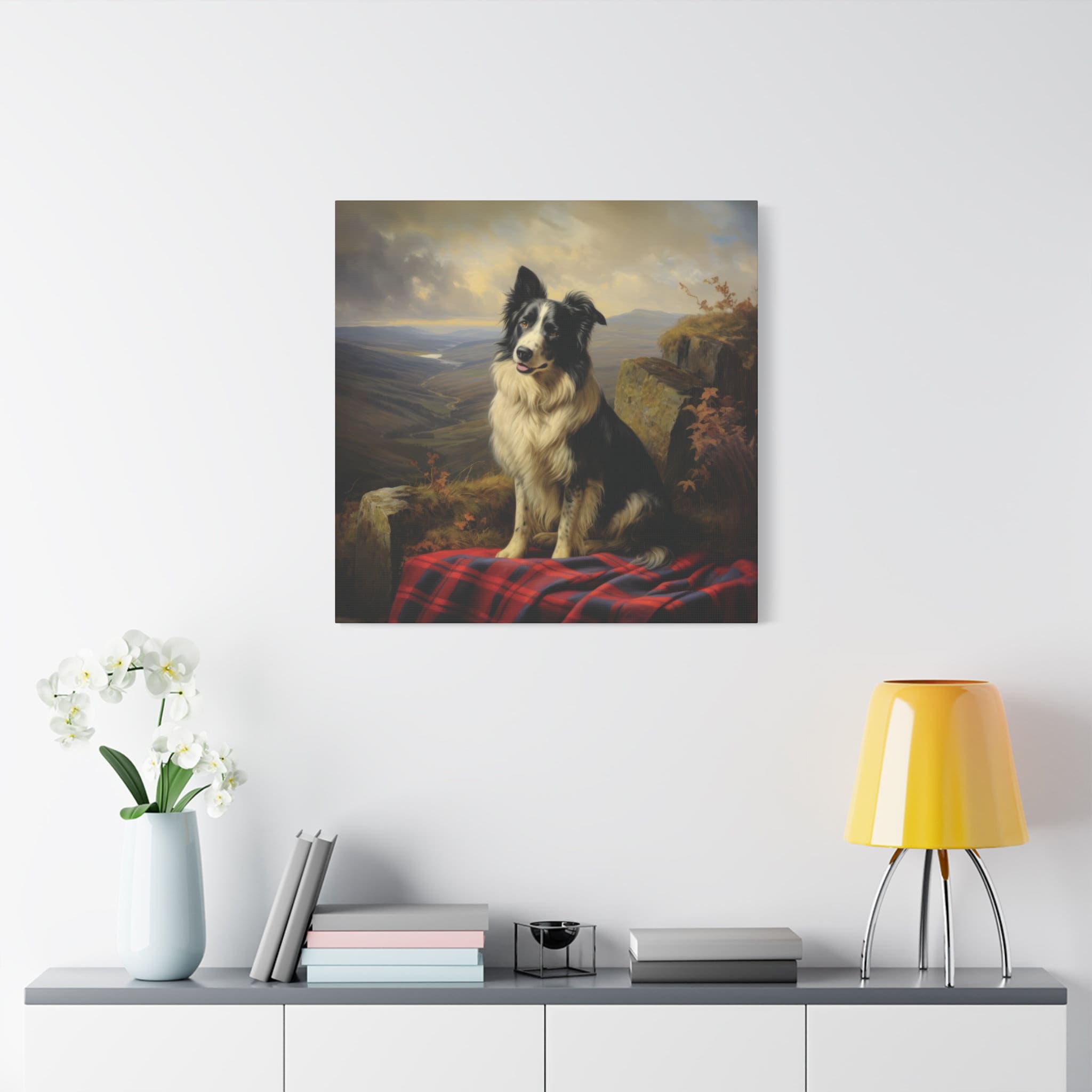 Scottish Border Collie Wall Art Canvas Print in Classical Style. Ideal ...