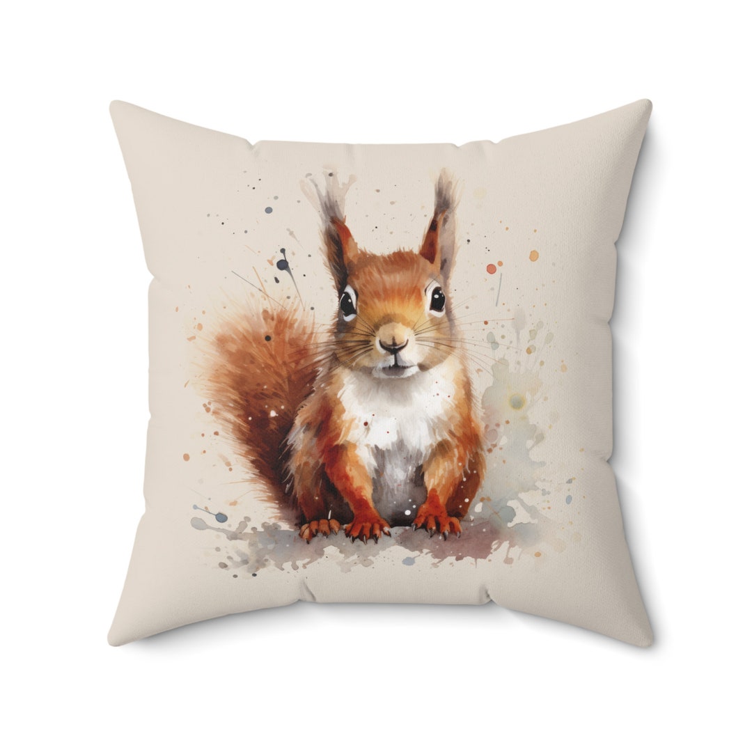BEIGE: Scottish Red Squirrel Cushion/pillow, Wildlife Watercolour ...