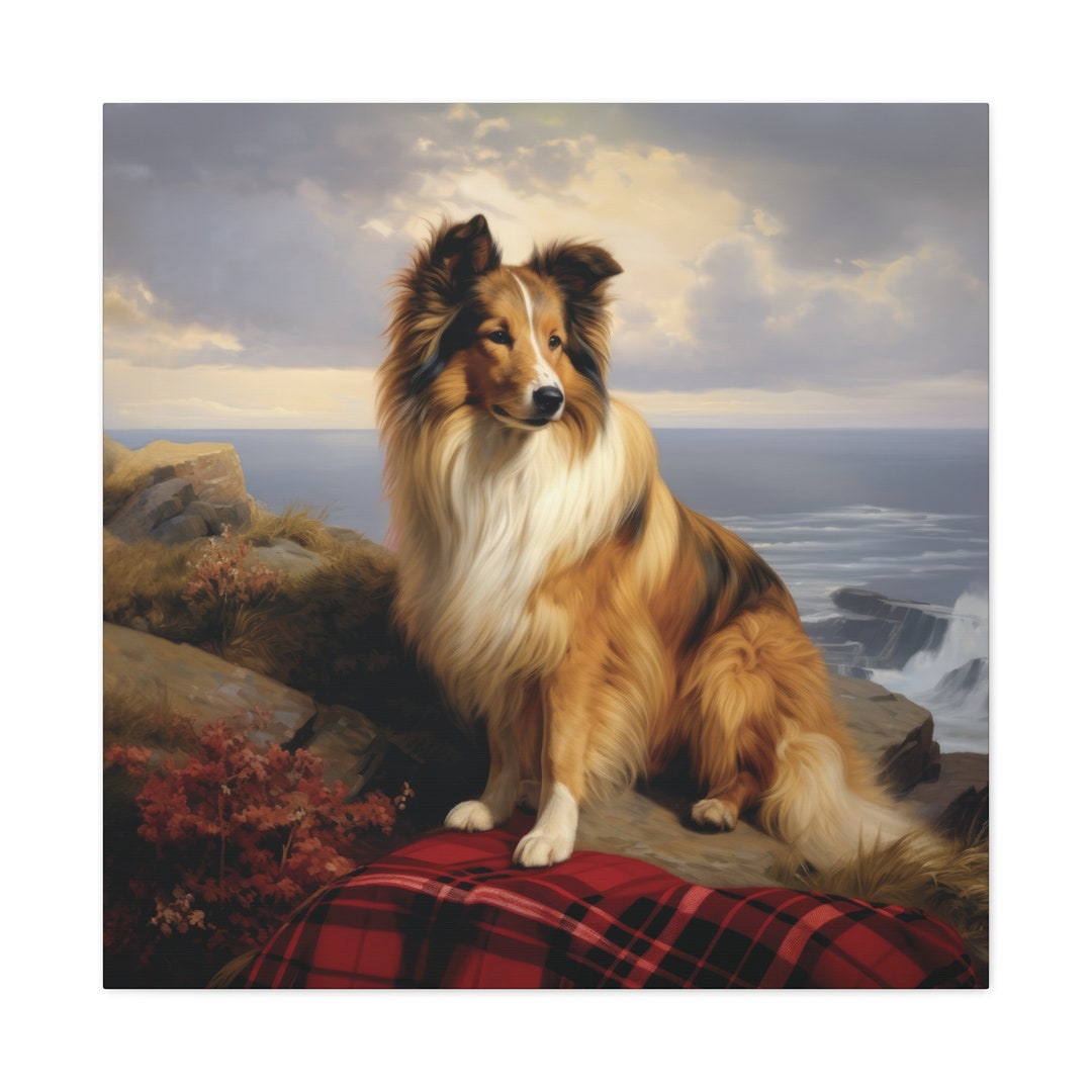 Shetland Sheepdog Wall Art Canvas Print in Romanticist Style. Ideal to ...