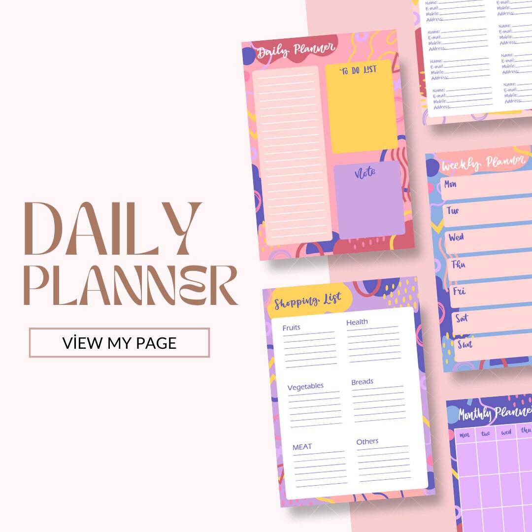 Daily Planner Printable Planner Digital Planner 6 Page - Etsy