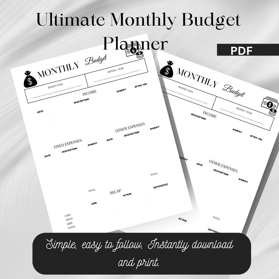 Monthly Financial Planning Printable Sheet Monthly Expense Tracker ...