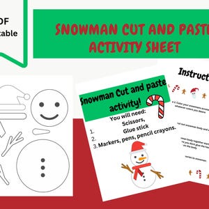 Printable Build A Snowman Cut and Paste Activity Fun Winter Craft for ...