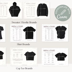 Size Chart BUNDLE Mockup | Crewneck Sweater Size Charts Womens Mens ...