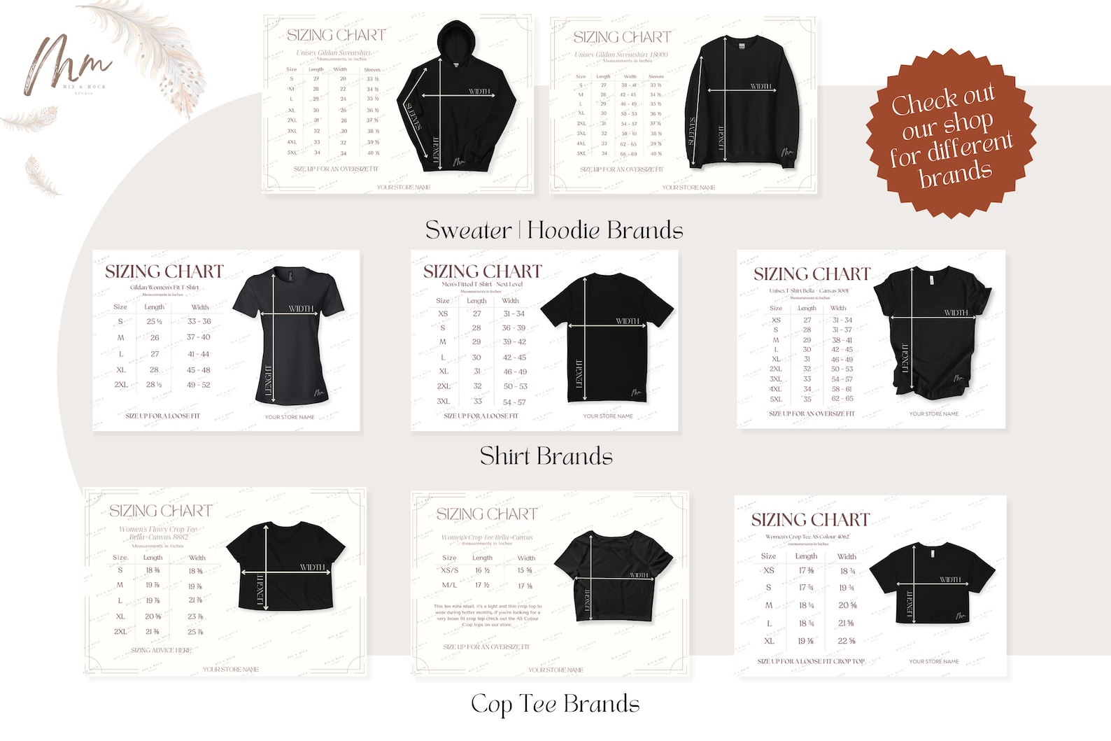 AS Colour 4062 Crop Tee Mockup Xs to Xl Sizing Chart Size Chart Crop ...