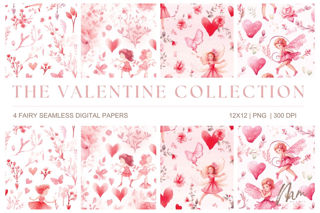 Valentines Digital Paper Water Paint Seamless Digital Papers Scrapbook ...