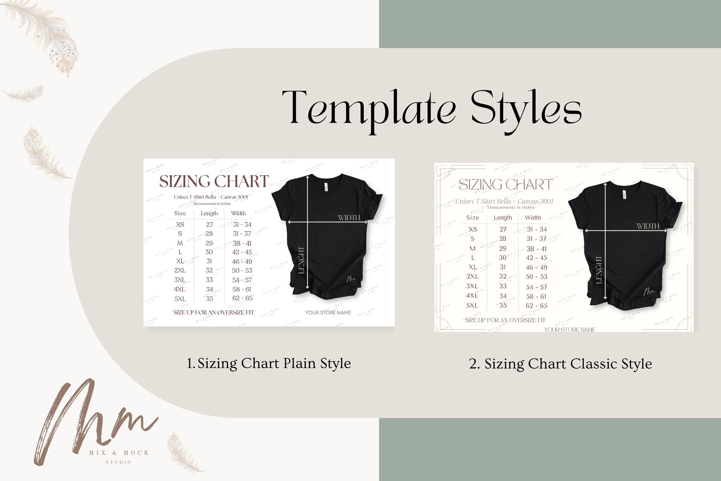 Canva Template Size Chart BUNDLE Crewneck Sweater Size - Etsy