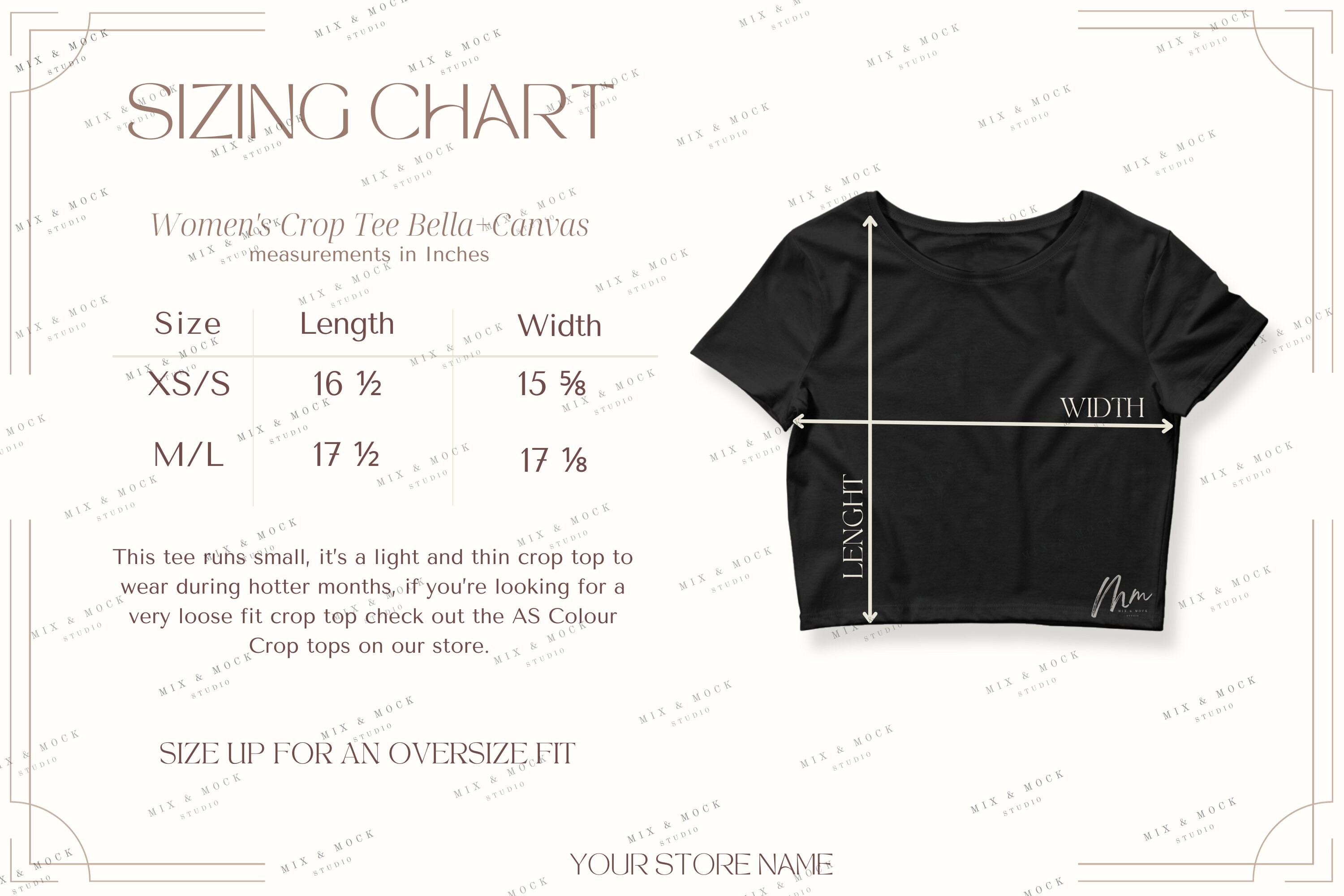 Canva Template Size Chart BUNDLE Crewneck Sweater Size - Etsy