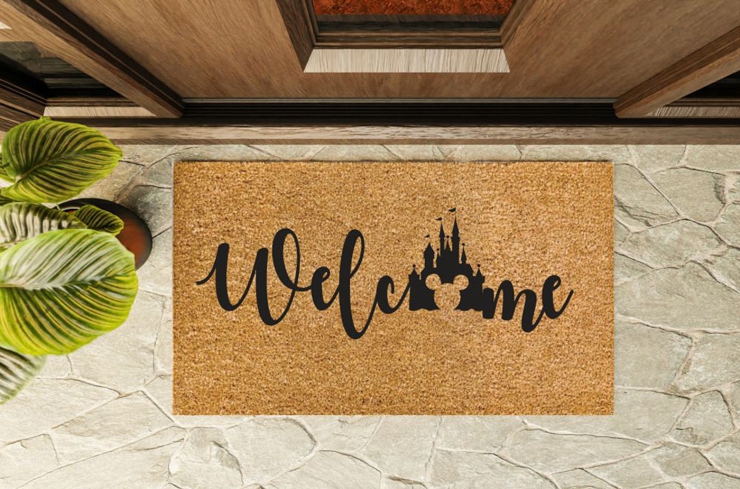 Disney Castle Welcome Doormat Coir Mat Disney Castle Mickey Head Disney ...