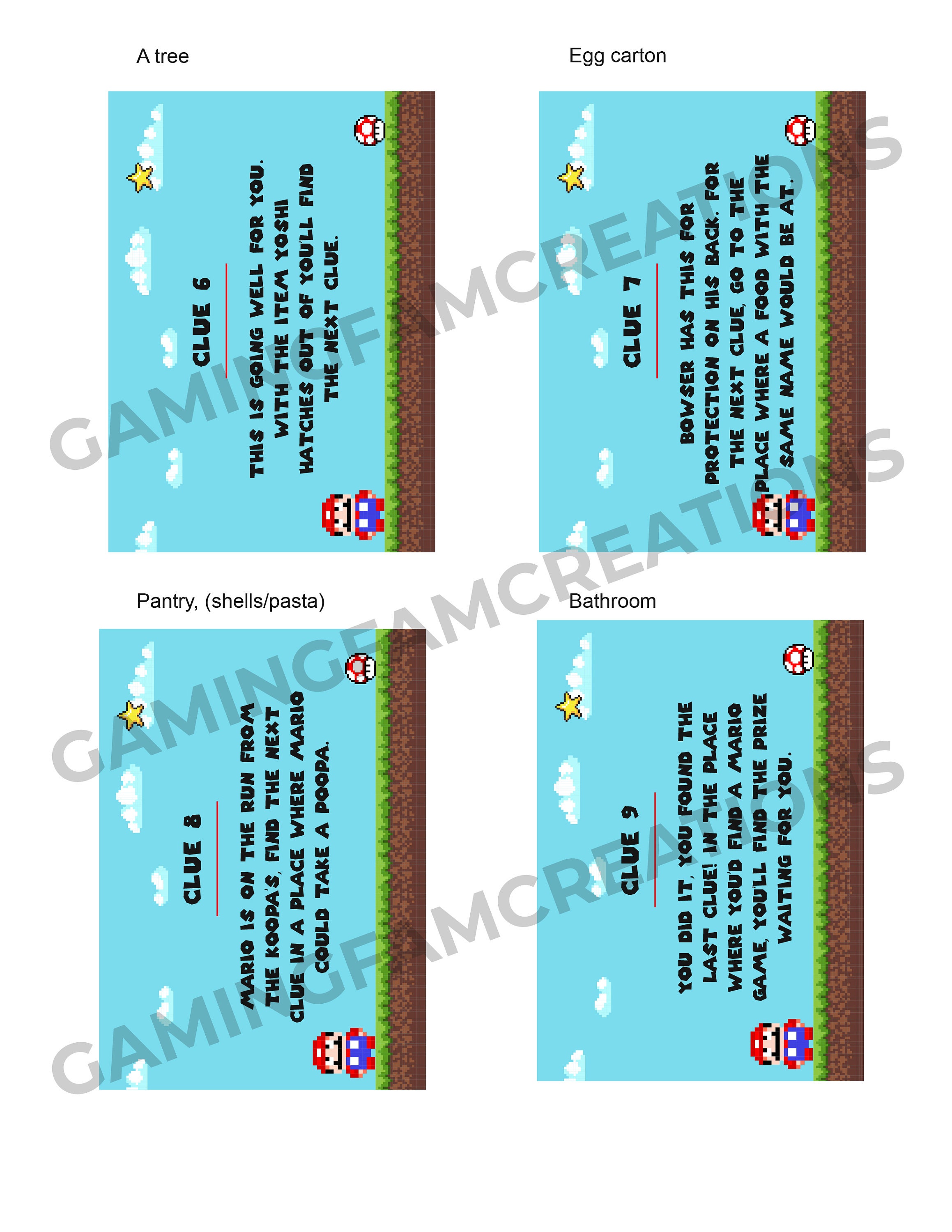 Super Mario Birthday Party - Scavenger Hunt | Instant Download | Kids ...