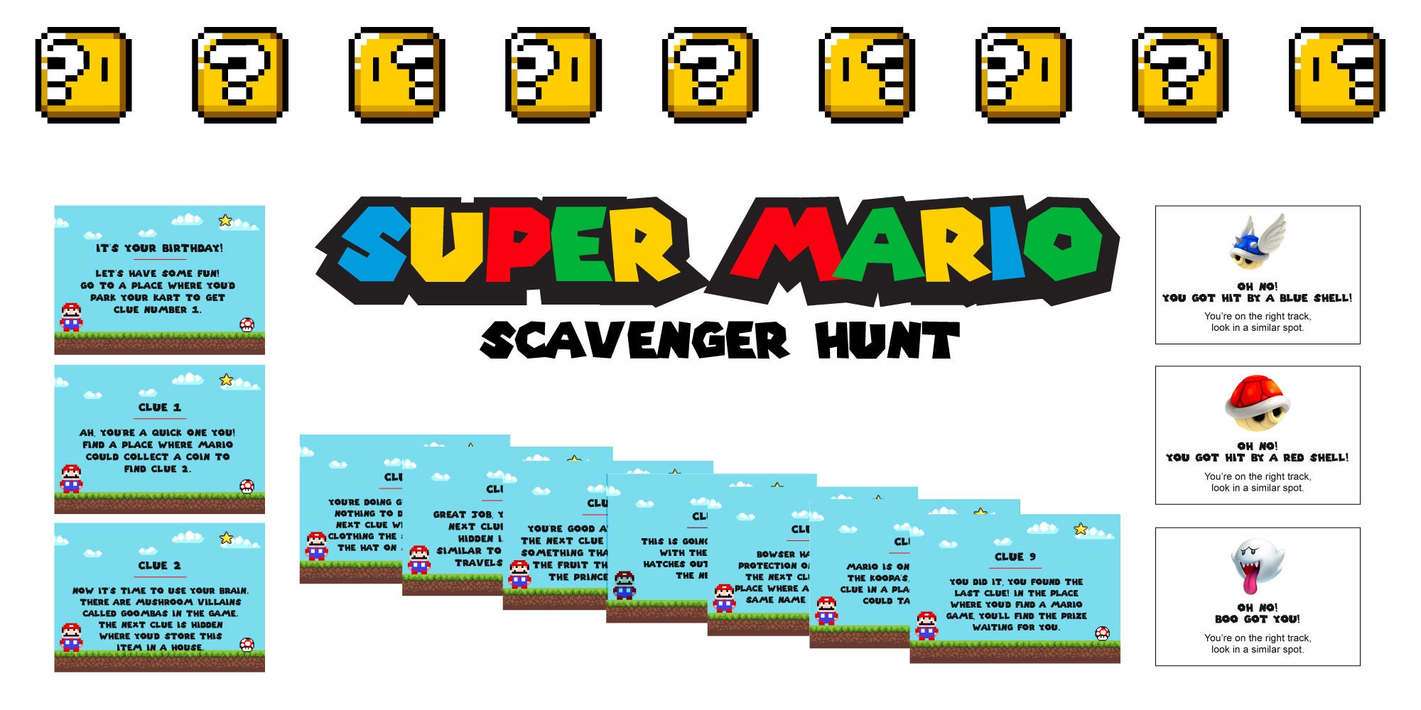 Super Mario Birthday Party - Scavenger Hunt | Instant Download | Kids ...