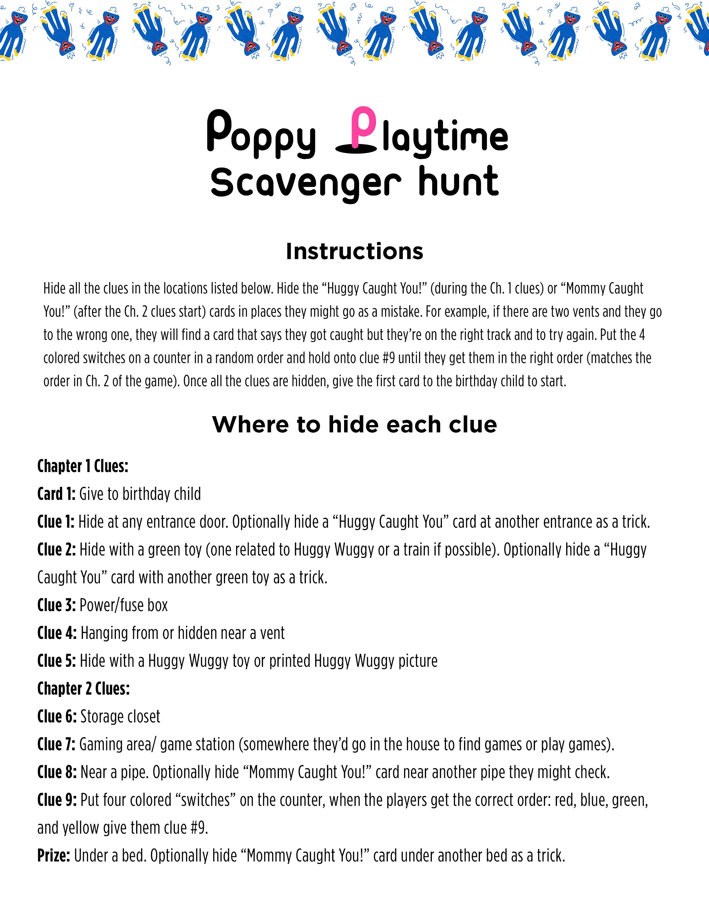 Poppy Playtime Scavenger Hunt Printable - Etsy UK
