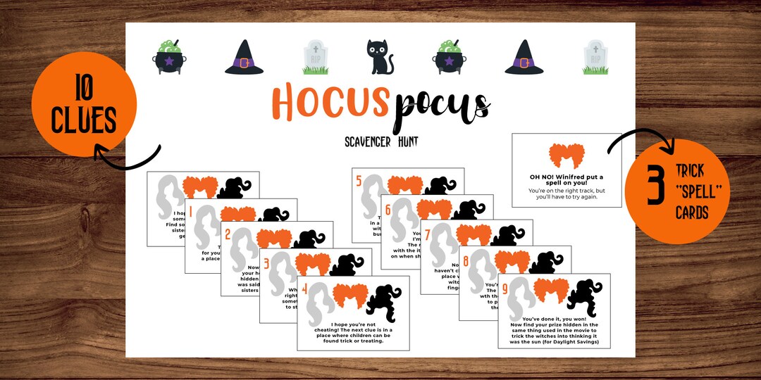 Hocus Pocus Halloween Scavenger Hunt - Etsy