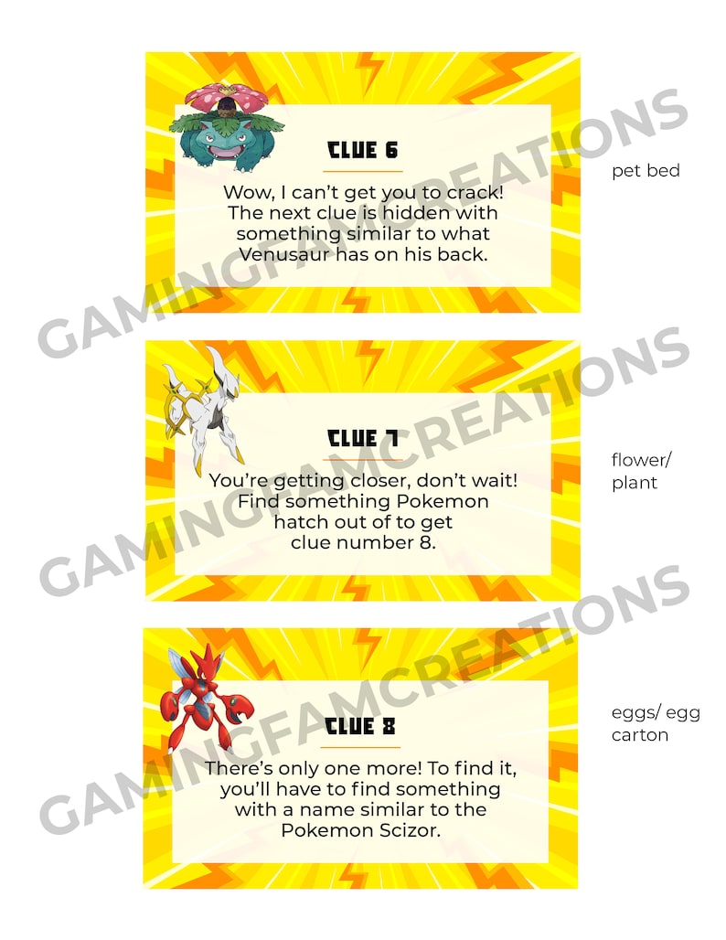 Pokemon Birthday Party - Printable Scavenger Hunt | Instant Download - Etsy