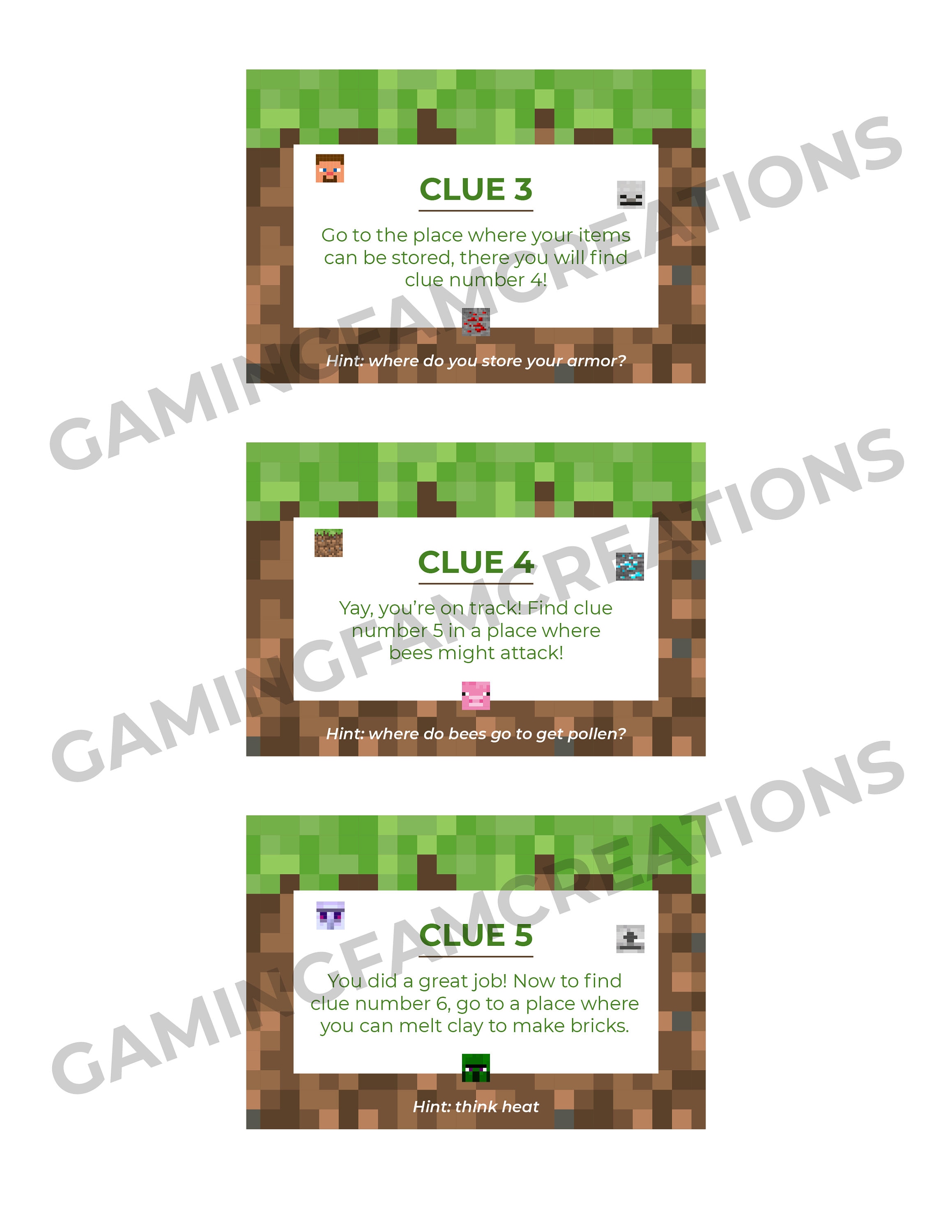 Minecraft Birthday Party | Printable Scavenger Hunt | Instant Download ...