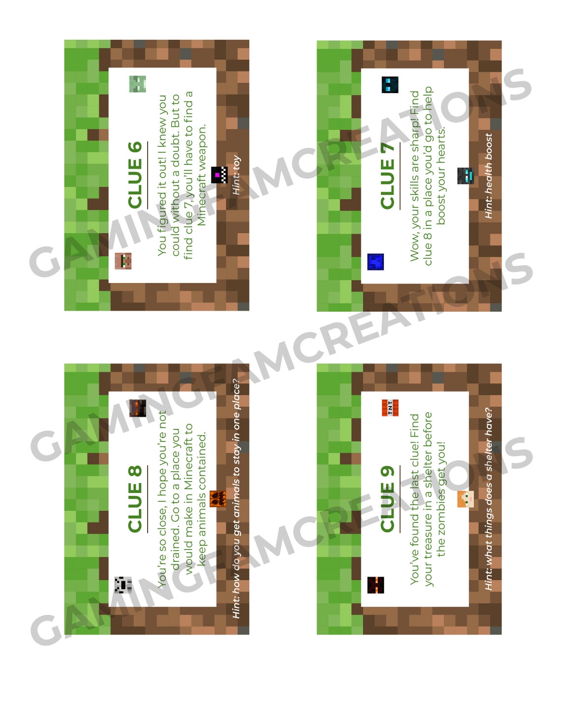 Minecraft Birthday Party | Printable Scavenger Hunt | Instant Download ...