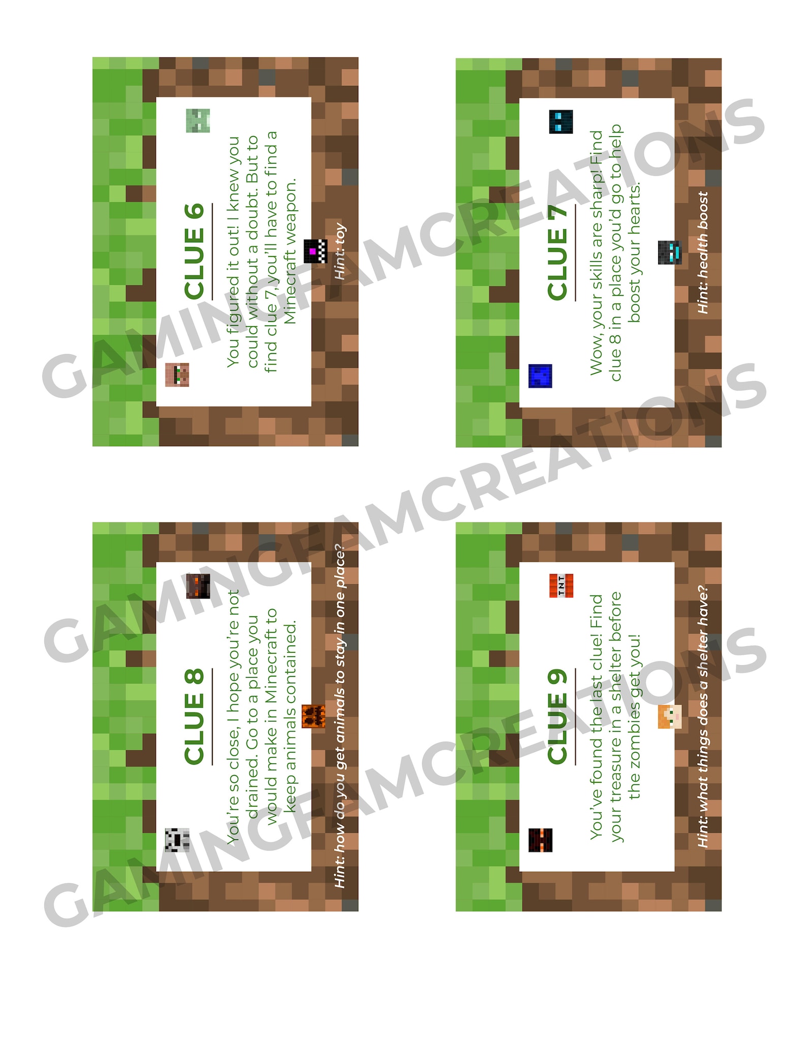 Minecraft Scavenger Hunt Printable - Etsy