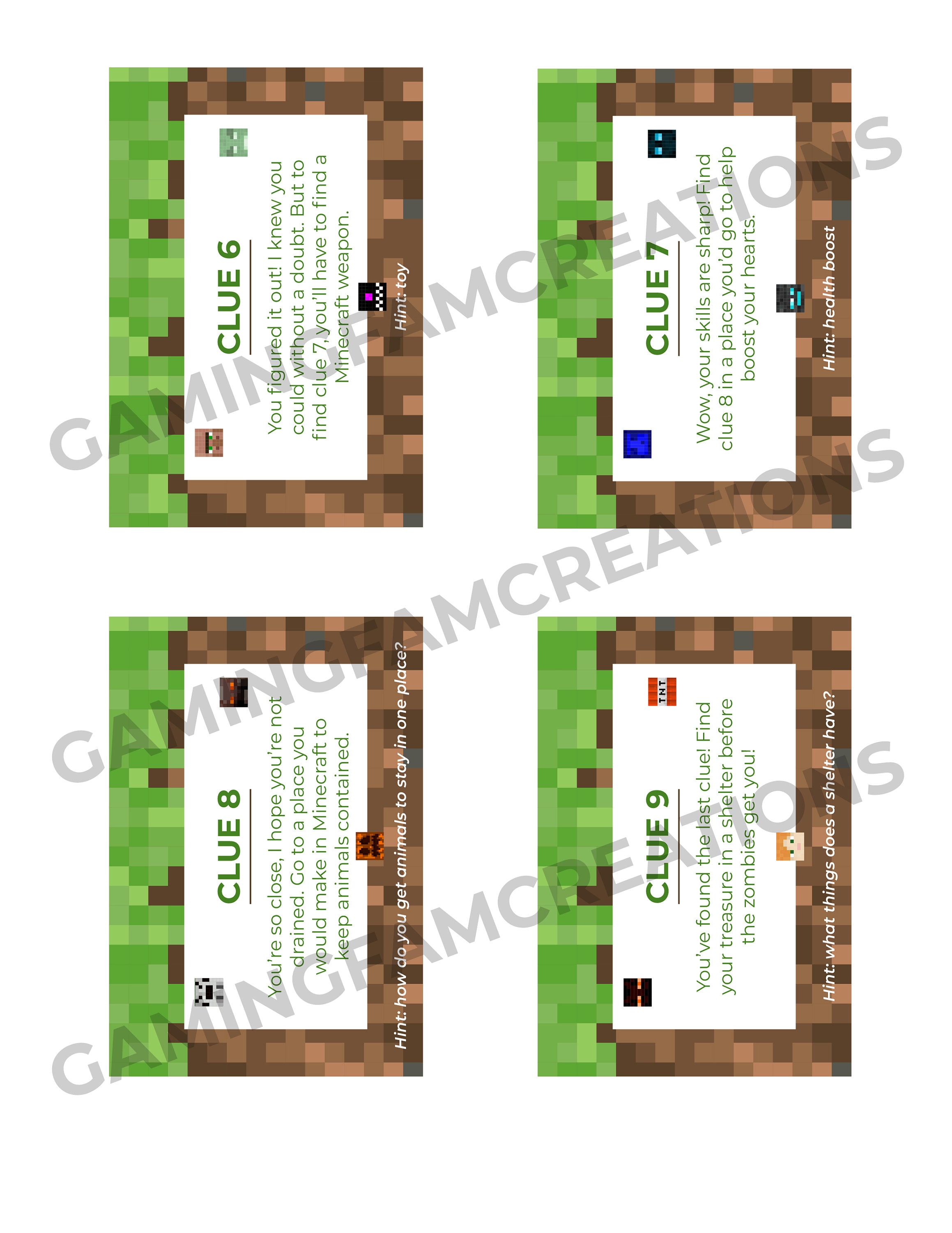 Minecraft Birthday Party | Printable Scavenger Hunt | Instant Download ...