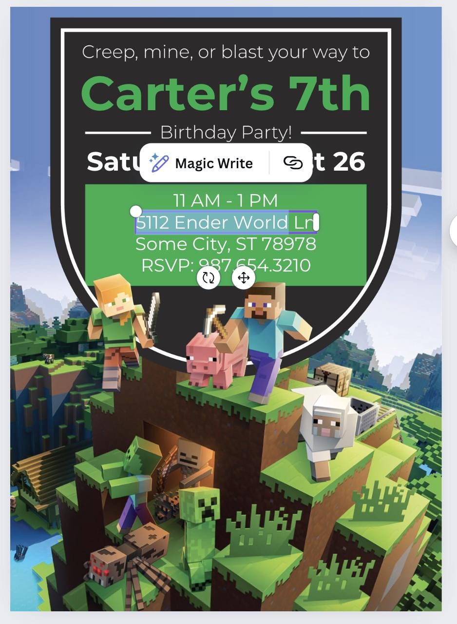 Minecraft Birthday Party Invitation, Editable Canva Template Instant ...