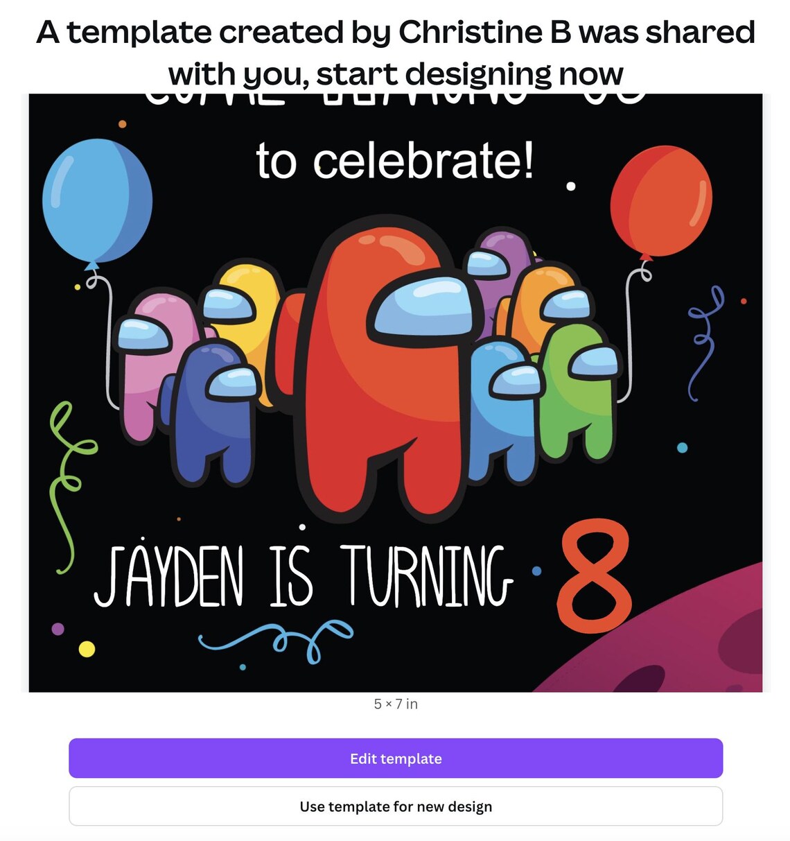 Among Us Birthday Party Invitation, Editable Canva Template Instant ...