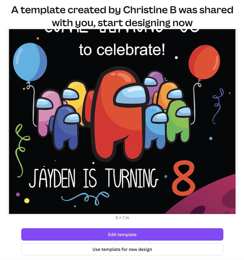 Among Us Birthday Party Invitation, Editable Canva Template Instant ...