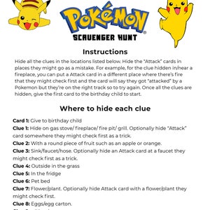 Pokemon Birthday Party - Printable Scavenger Hunt | Instant Download - Etsy