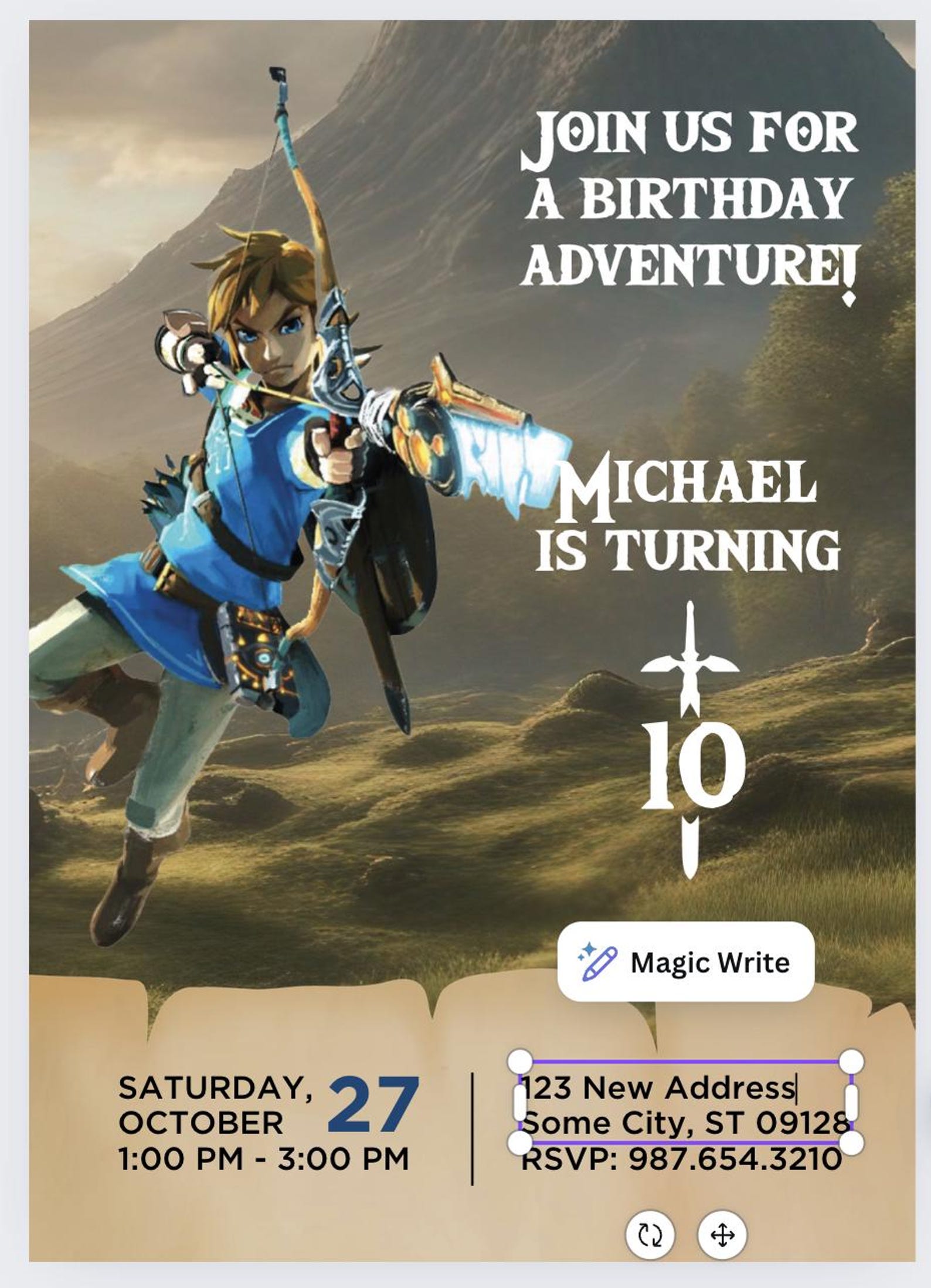 Zelda Birthday Party Invitation, Canva Editable Template Instant ...