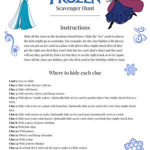 Frozen Birthday Party | Printable Scavenger Hunt | Instant Download - Etsy