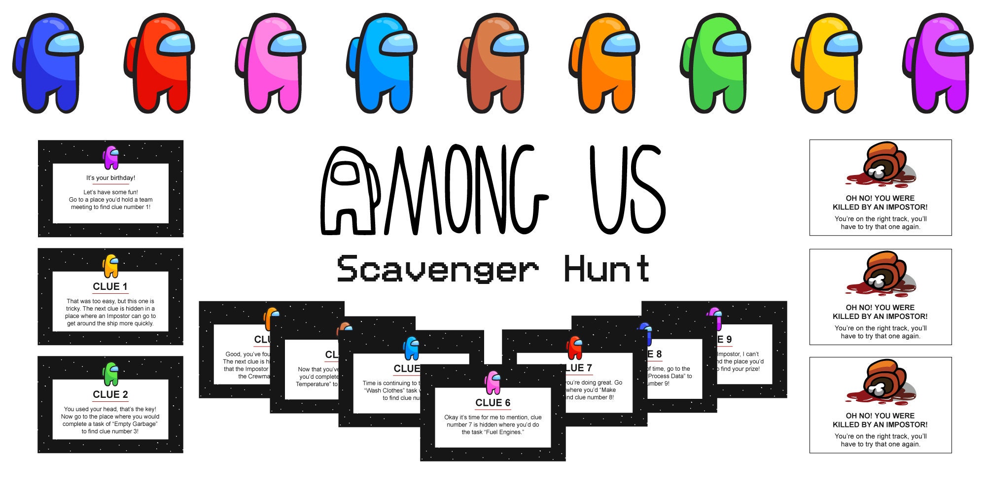 Among Us Birthday Party | Scavenger Hunt Printable | Instant Download ...