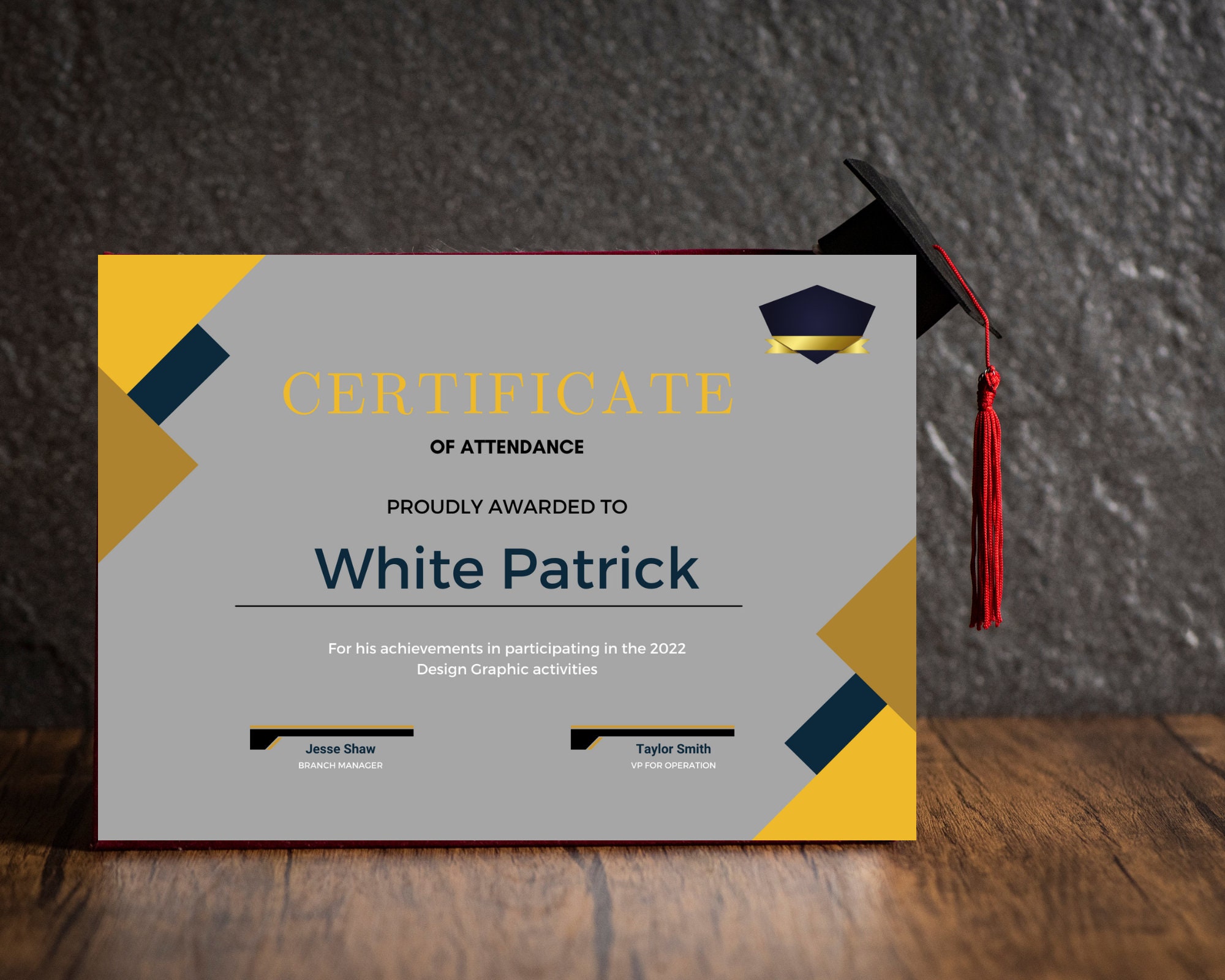 Customizable Attendance Award Certificate for Recognizing Dedication ...