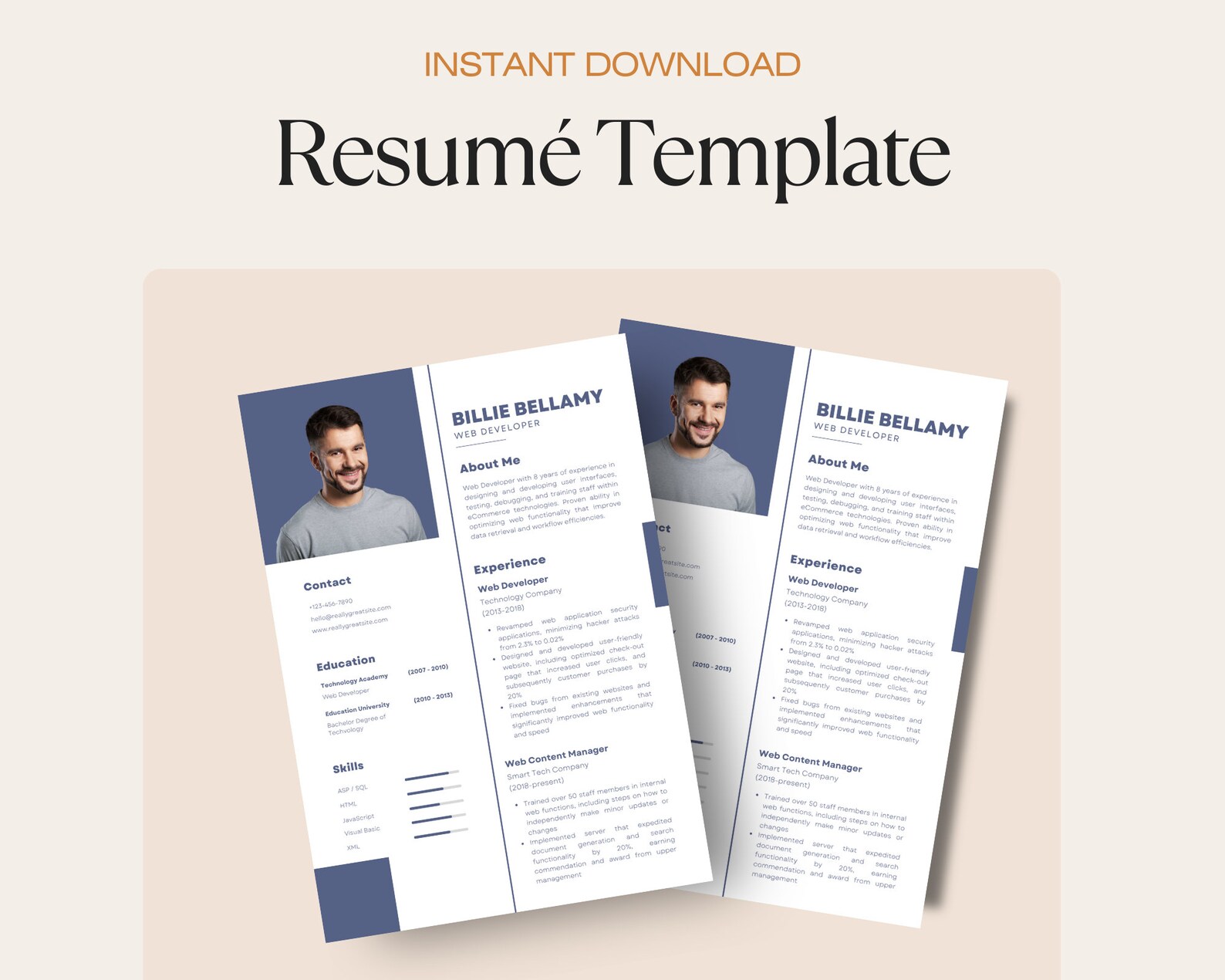 Editable Resumé Template | Editable on Canva | CV Template ...