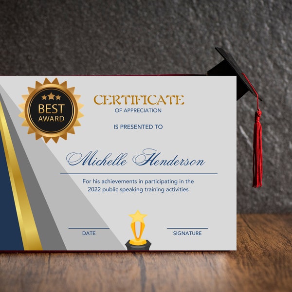 Certificate Appreciation for Student - Etsy