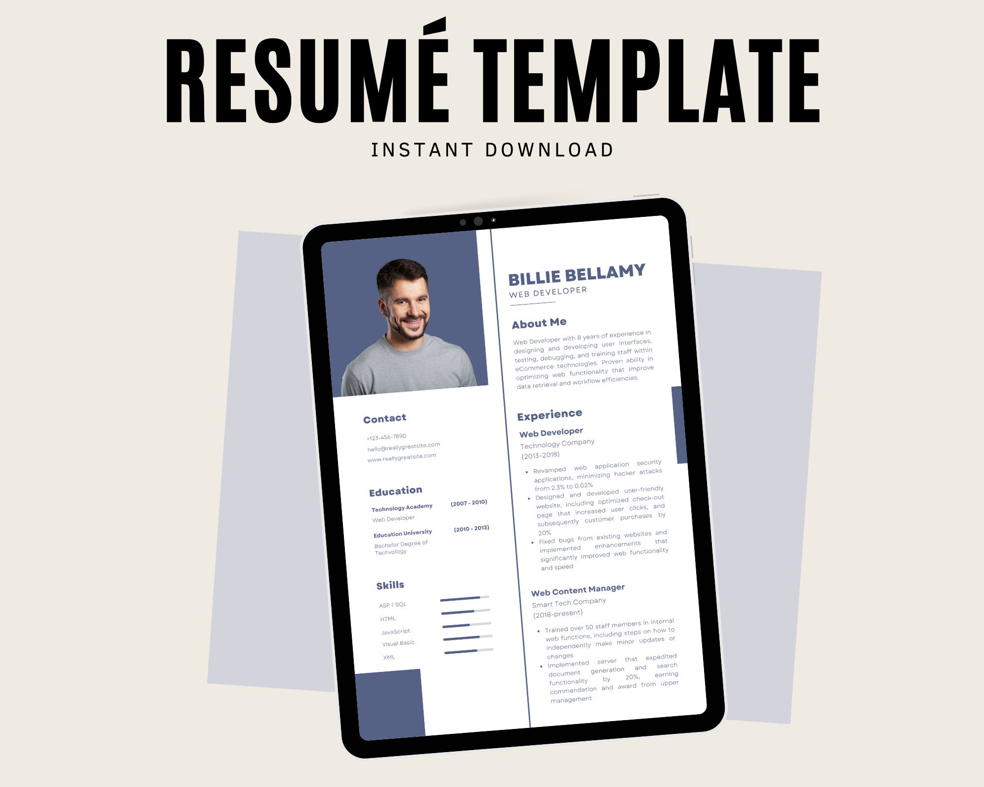 Editable Resumé Template | Editable on Canva | CV Template ...