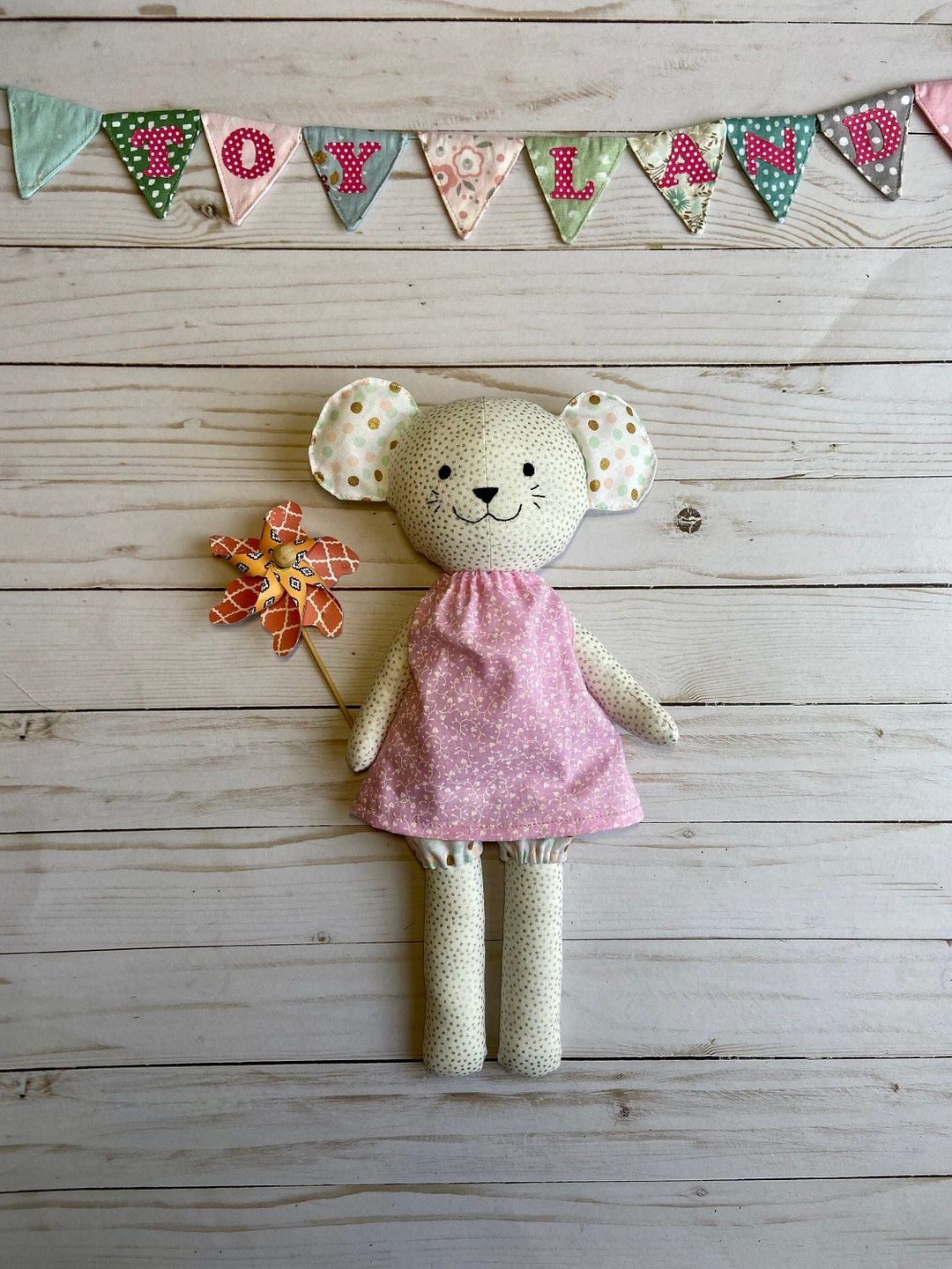 Handmade Mouse Cloth Doll, Heirloom Fabric Mouse, Christmas Classic ...
