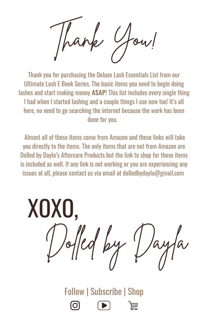 Deluxe Lash Essentials List - Etsy