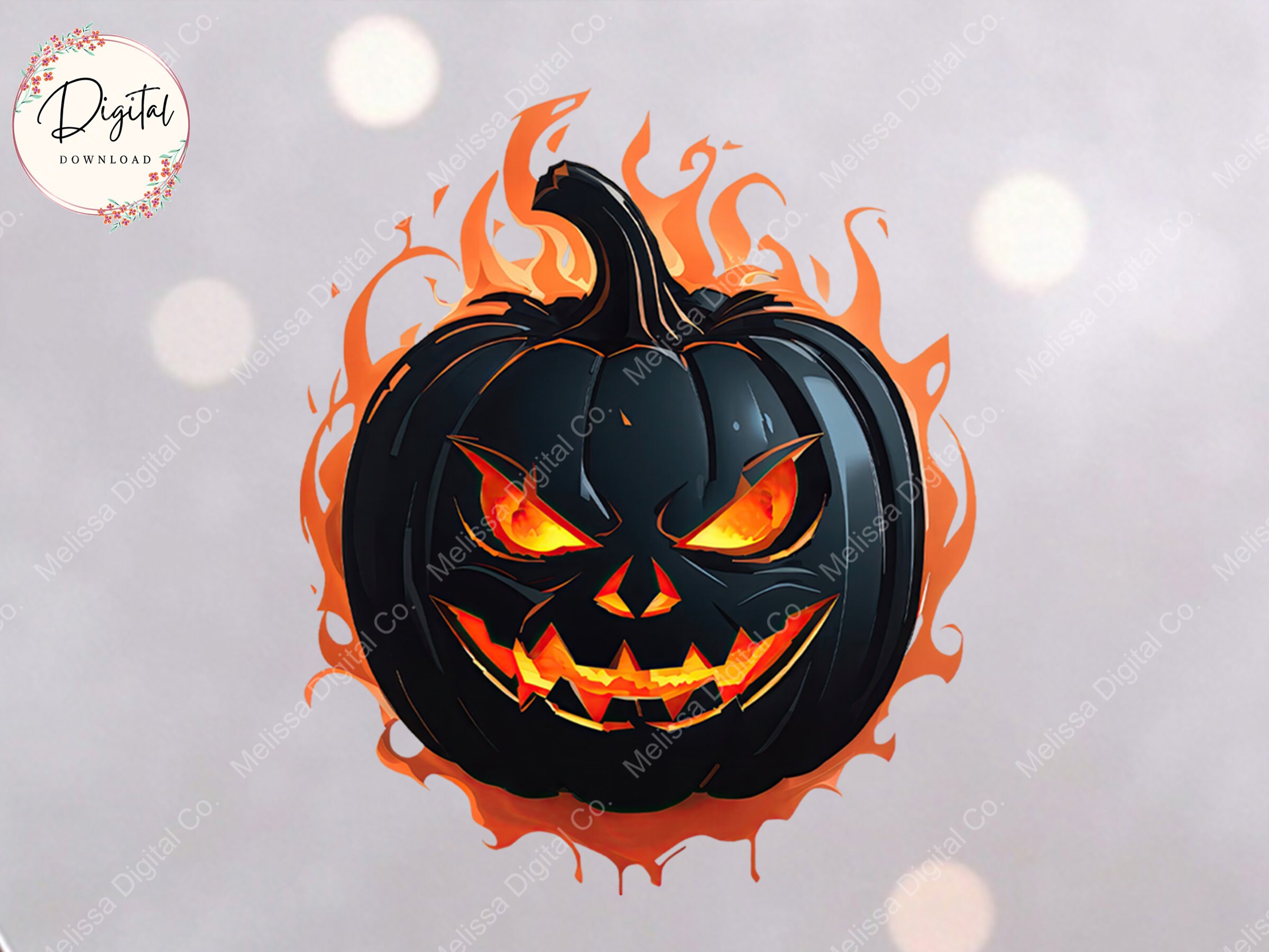 Halloween Spooky Pumpkin Clipart Set of 4 PNG, Scary Halloween Jack-o ...