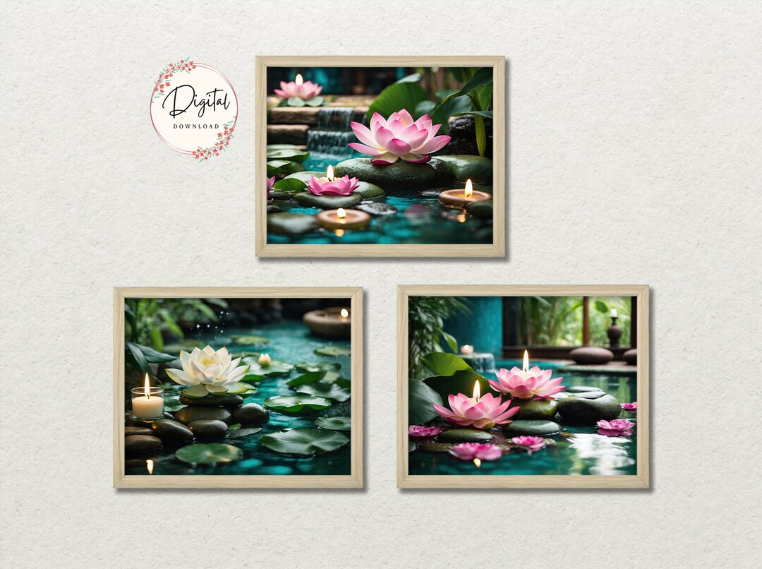 Zen Garden Printable Wall Art Set of 3, Zen Stones Bedroom Prints, Zen ...