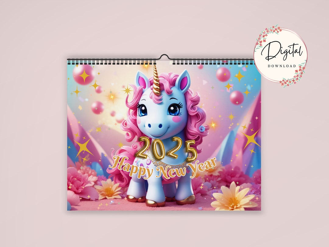 2025 Unicorn Wall Calendar, Printable Unicorn Calendar for Girls, High ...