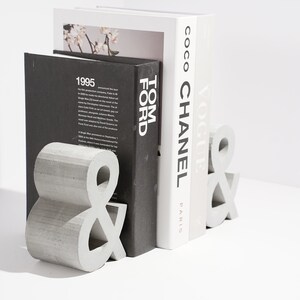 Concrete Bookends & Symbol Modern Unique Book Ends Office Bedroom Decor ...