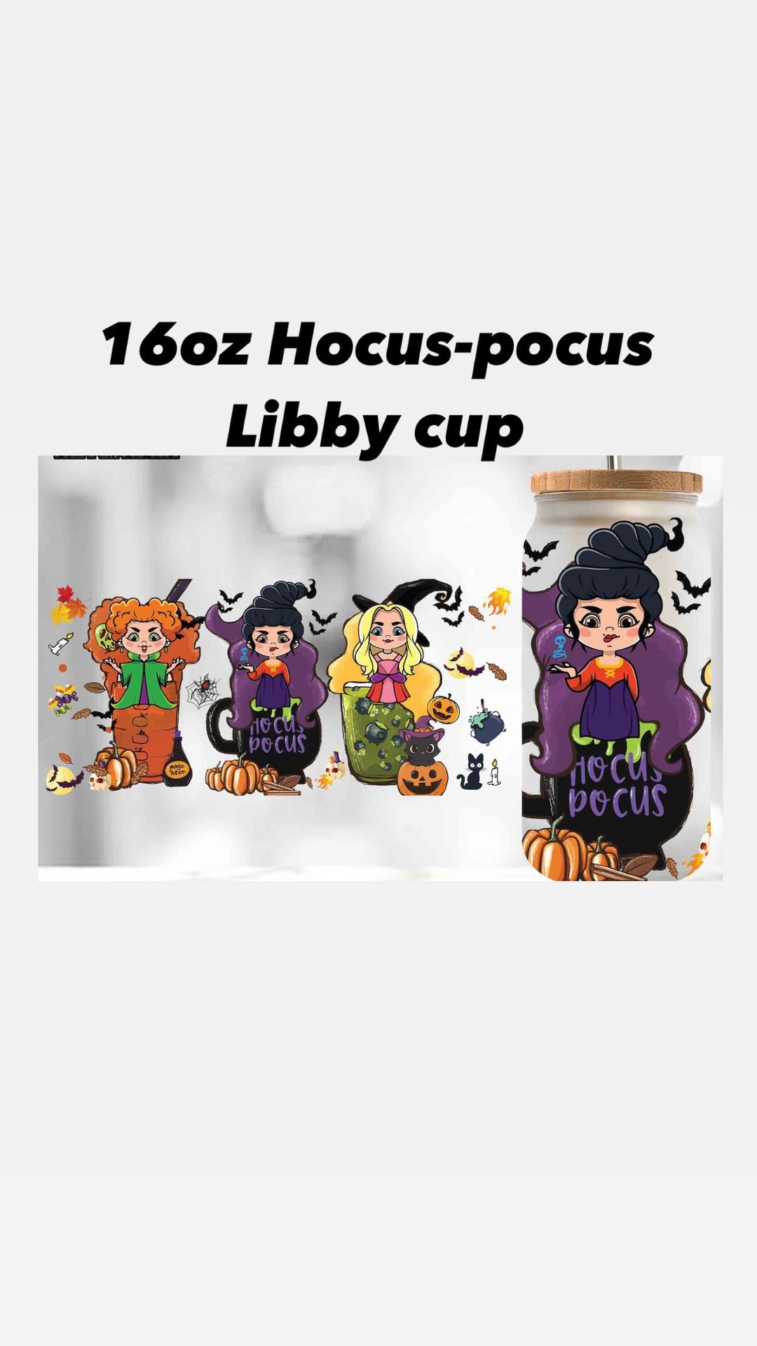 Frosted 16oz Libby Hocus-pocus, Halloween Cup - Etsy