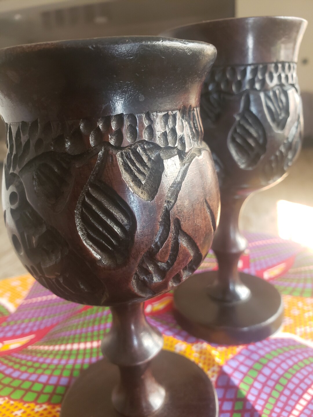 Rare His & Hers Traditional Big 5 Wooden Wine Goblets set - Etsy