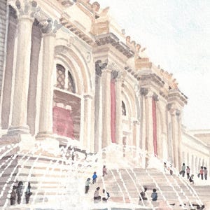 Fountain at the Met Watercolor Poster Print - Metropolitan Museum of ...