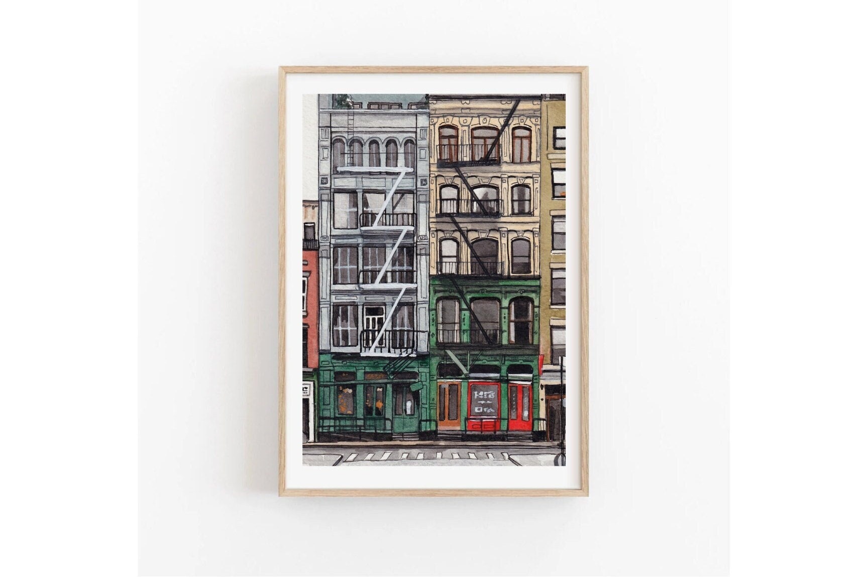 Soho Art New York City Watercolor Print Fire Escape Wall Art Street ...