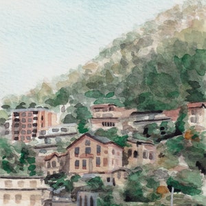 Lake Como Art Italy Watercolor Print Travel Art Northern Italy - Etsy