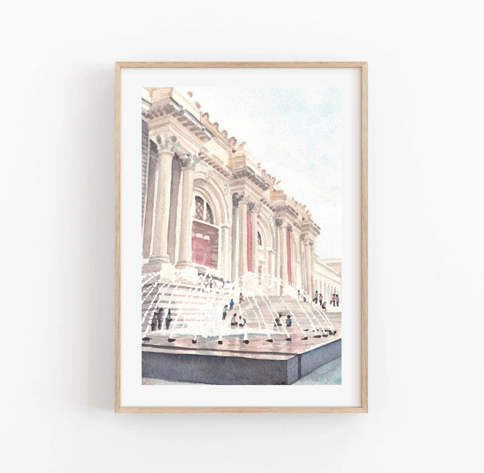 Fountain at the Met Watercolor Poster Print - Metropolitan Museum of ...