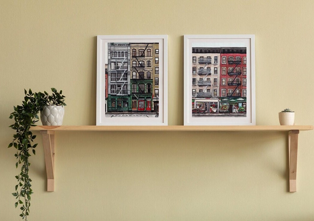 Soho Art New York City Watercolor Print Fire Escape Wall Art Street ...