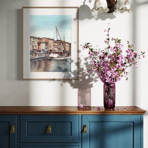 Sailboats in Cassis Harbor Watercolor Poster Print - French Riviera ...