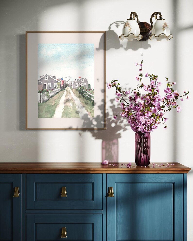 Nantucket Cottages Watercolor Print Summer Beach Home Painting - Etsy