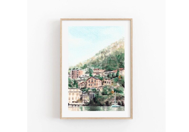 Lake Como Art Italy Watercolor Print Travel Art Northern Italy - Etsy