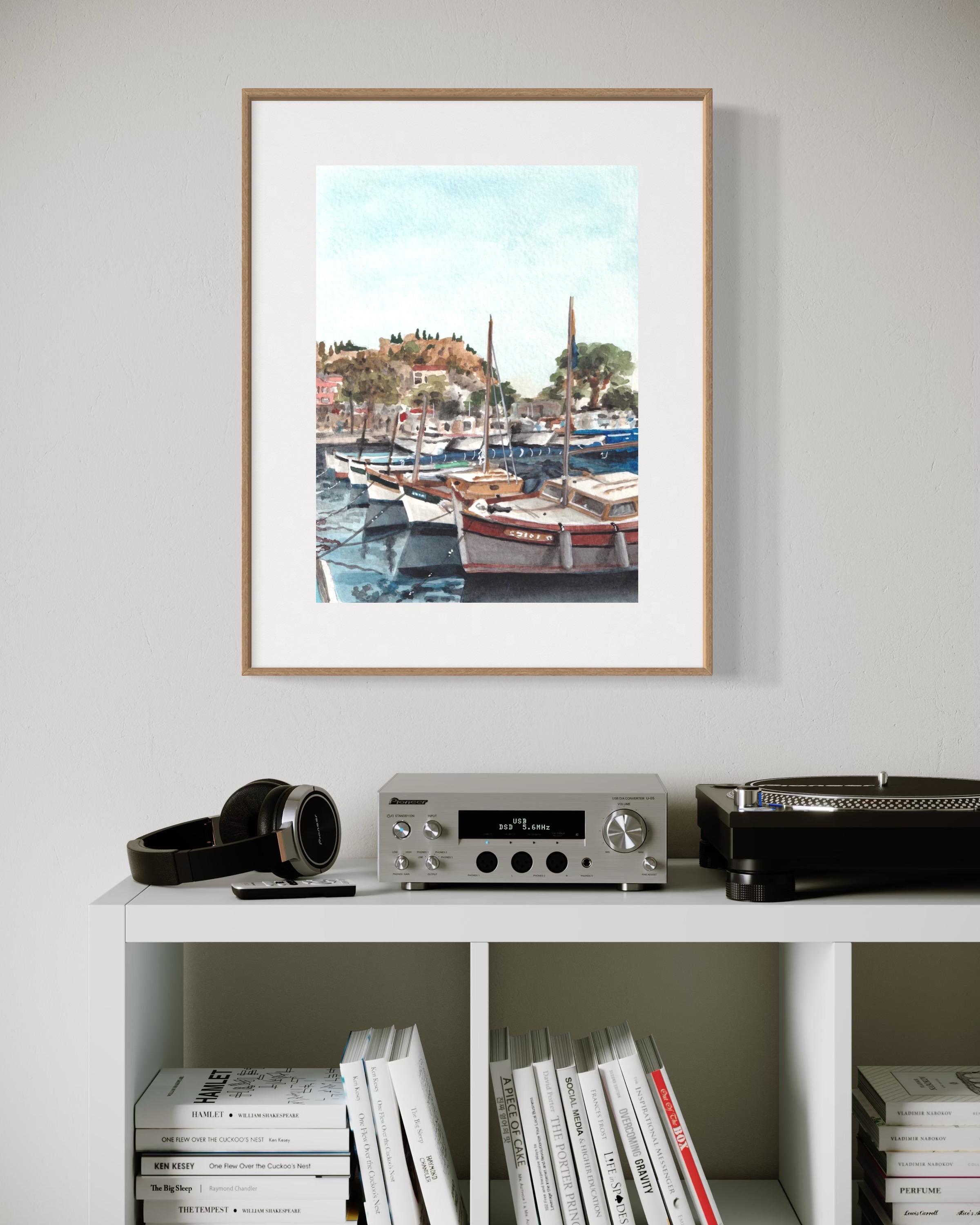 Cassis Harbor France Marseille Watercolor Poster Print - French Riviera ...