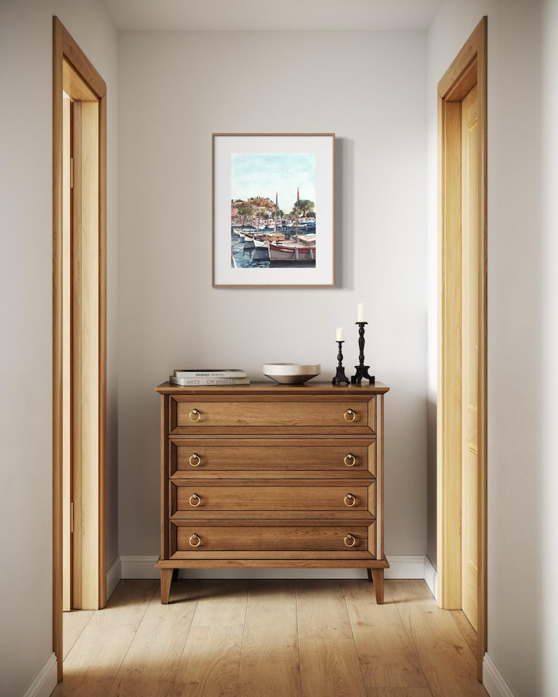 Cassis Harbor France Marseille Watercolor Poster Print - French Riviera ...